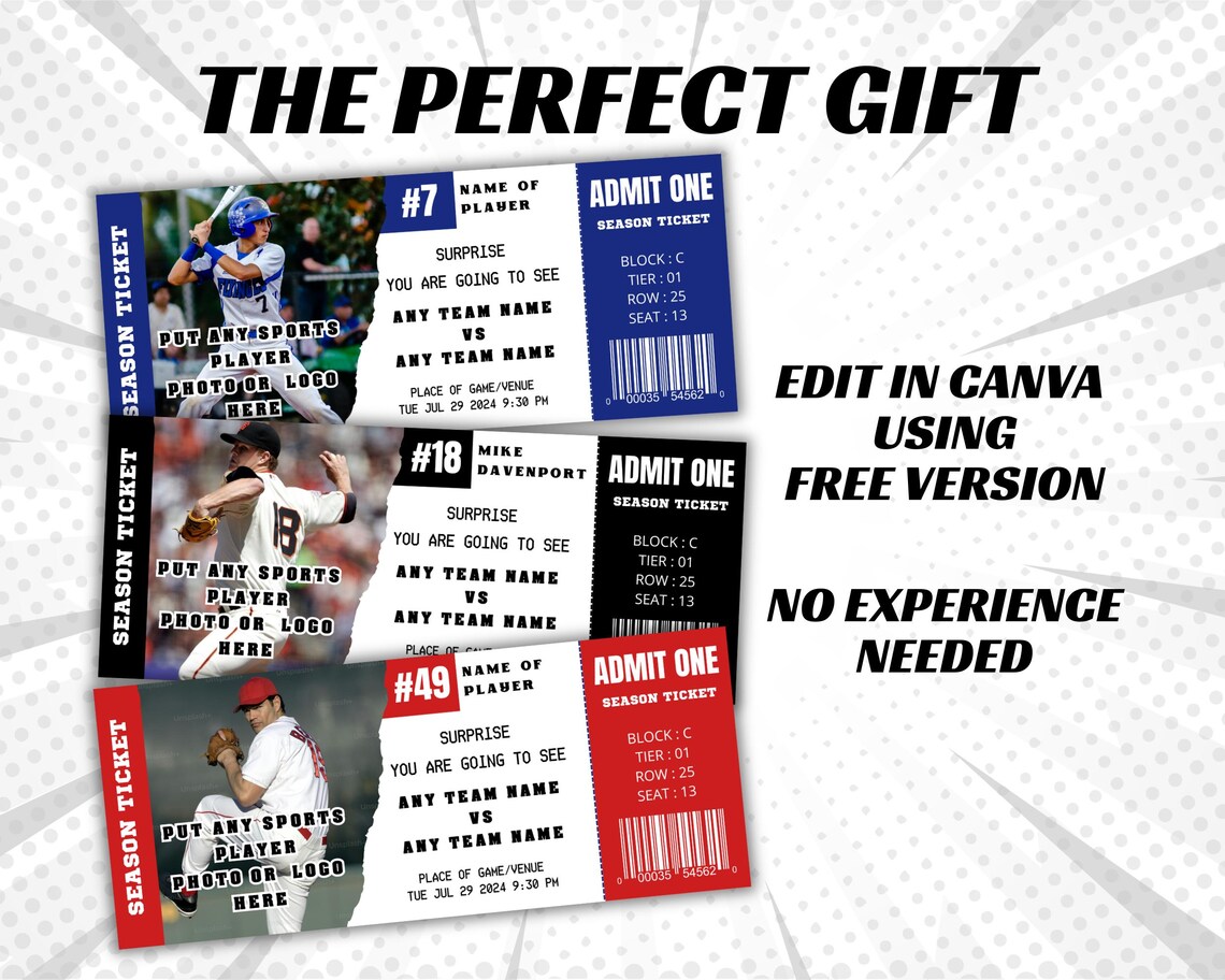 Editable Surprise Baseball Game Ticket, Printable Sport Surprise Ticket, Baseball Ticket ...
