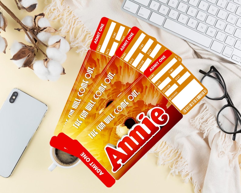Printable ANNIE Broadway Ticket, ANNIE Surprise Musical Theater Ticket ...