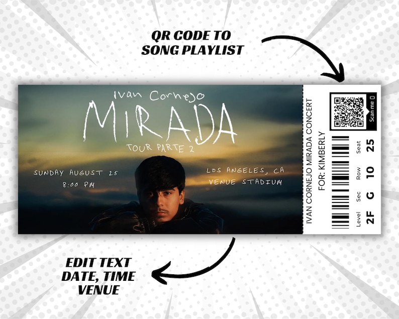 Editable Ivan Cornejo Mirada Tour Concert Ticket, Mirada Ticket, Ivan ...