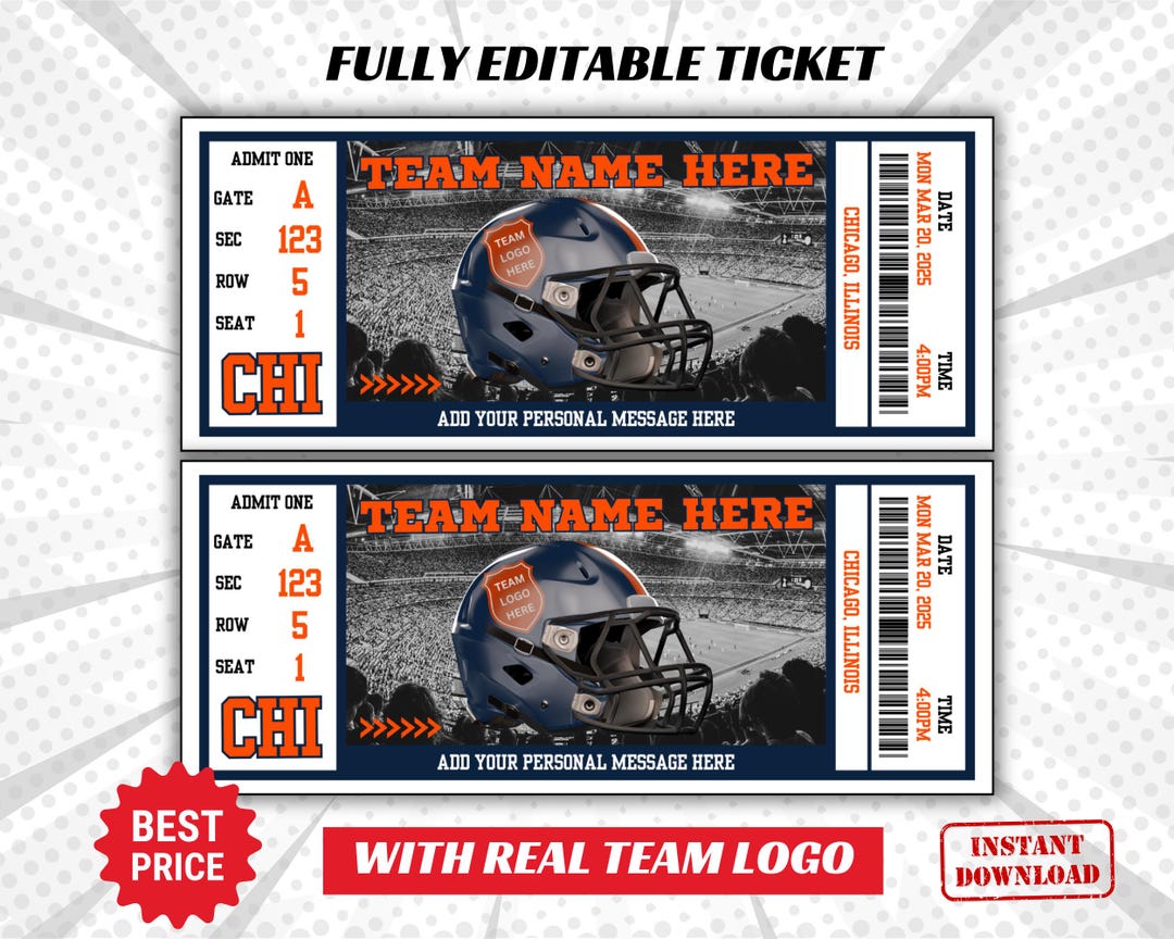Editable CHICAGO Colors Basketball Game Gift Reveal Ticket. Editable ...