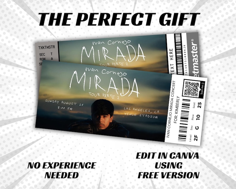 Editable Ivan Cornejo Mirada Tour Concert Ticket, Mirada Ticket, Ivan ...