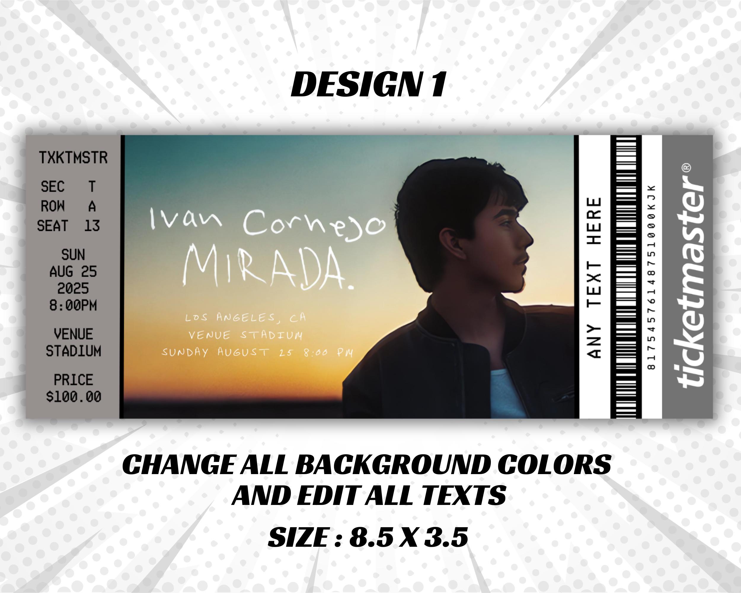 Editable Ivan Cornejo Mirada Tour Concert Ticket, Mirada Ticket, Ivan ...