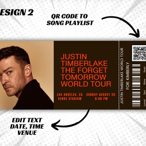 Editable Justin Timberlake Concert Ticket, the Forget Tomorrow World ...