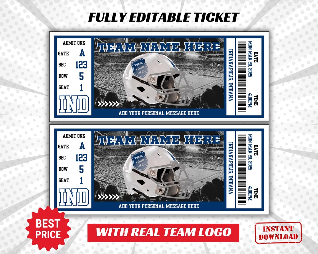 Editable INDIANAPOLIS Colors Basketball Game Gift Reveal Ticket ...