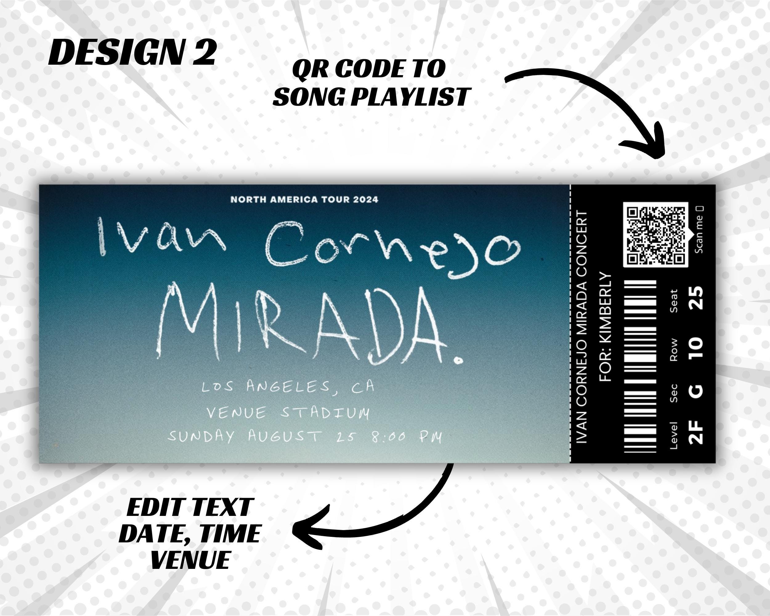 Editable Ivan Cornejo Mirada Tour Concert Ticket, Mirada Ticket, Ivan ...