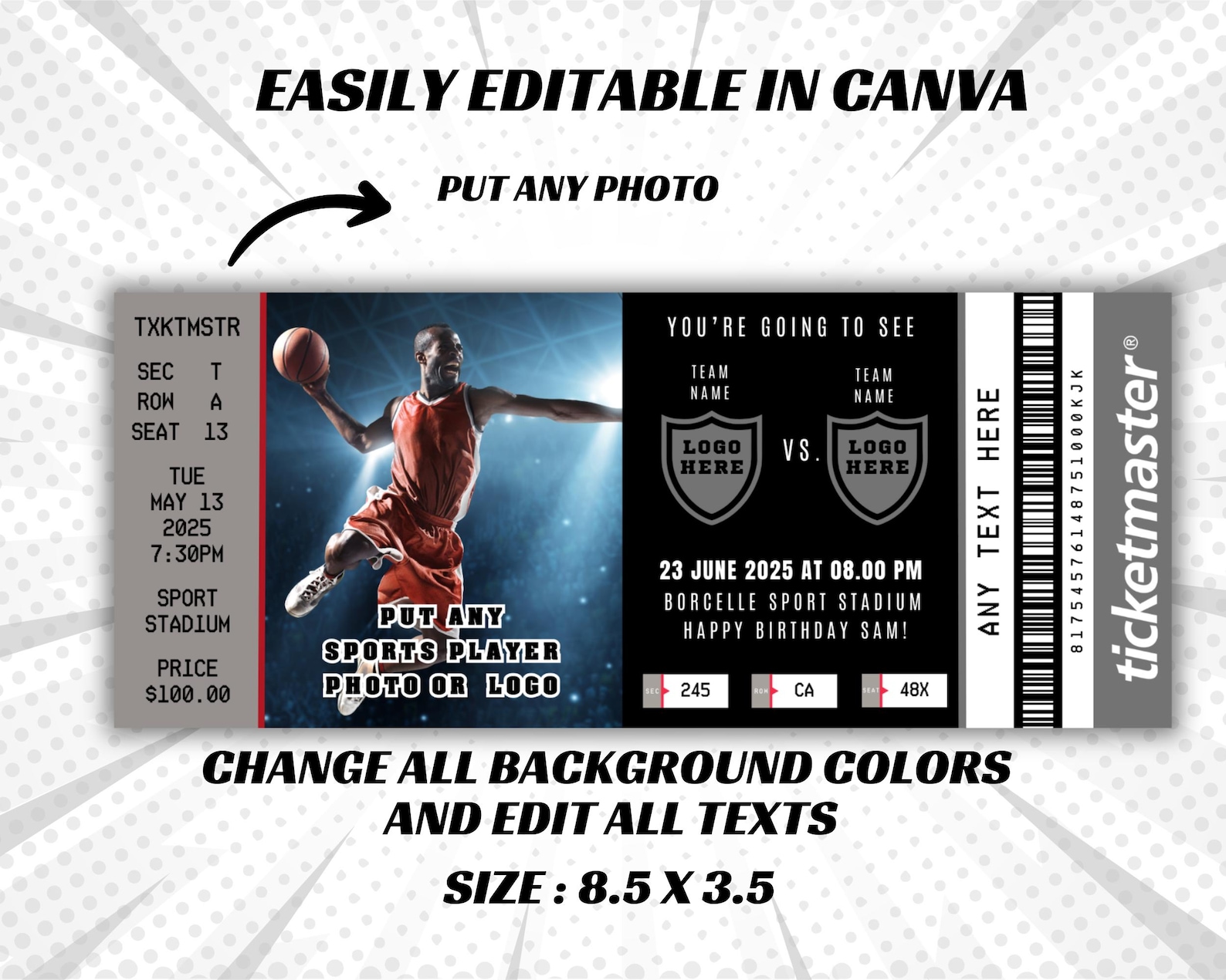 Editable Surprise Basketball Game Ticket, Printable Sport Surprise ...
