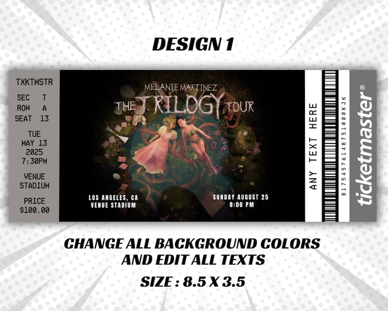 Melanie Martinez Editable Concert Ticket, the Trilogy Tour 2024 ...