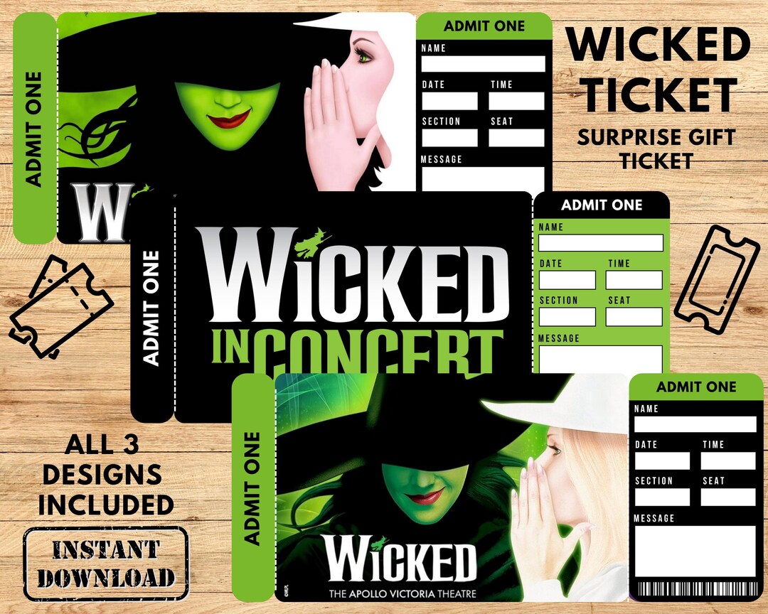 Wicked the Musical Theater Ticket, Wicked Musical Surprise Reveal ...