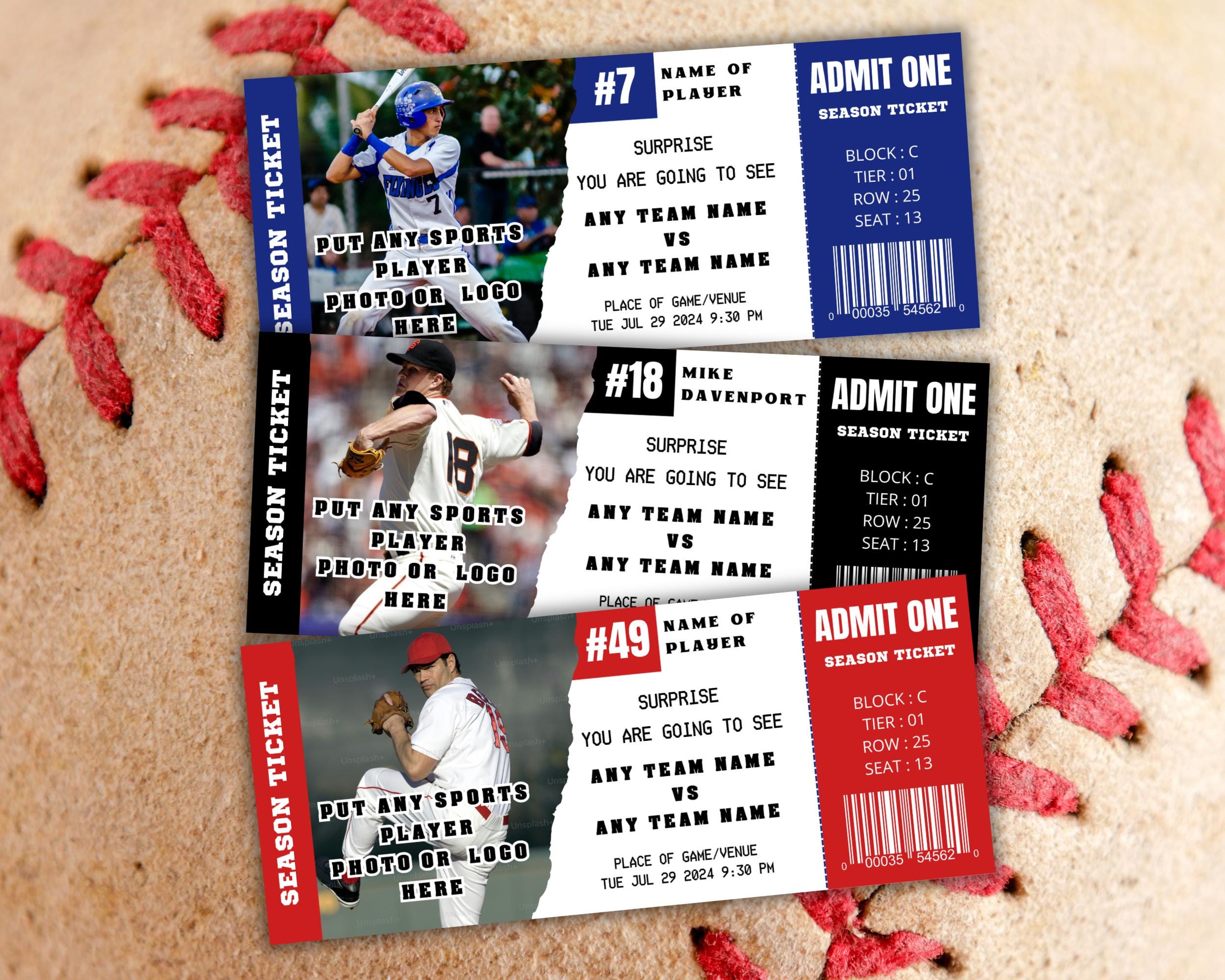 Editable Surprise Baseball Game Ticket, Printable Sport Surprise Ticket ...