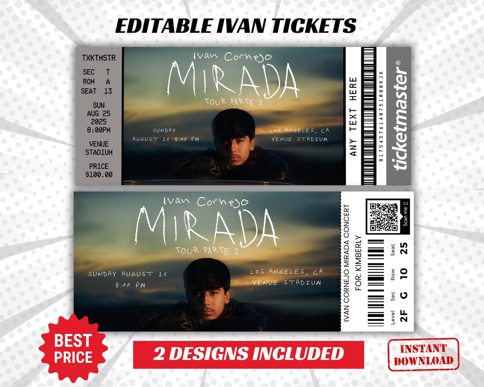 Editable Ivan Cornejo Mirada Tour Concert Ticket, Mirada Ticket, Ivan ...
