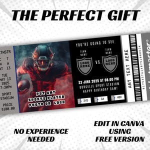 Editable Surprise Football Game Ticket, Printable Sport Surprise Ticket ...
