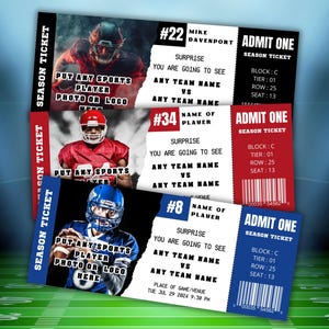 Editable Surprise Football Game Ticket, Printable Sport Surprise Ticket ...