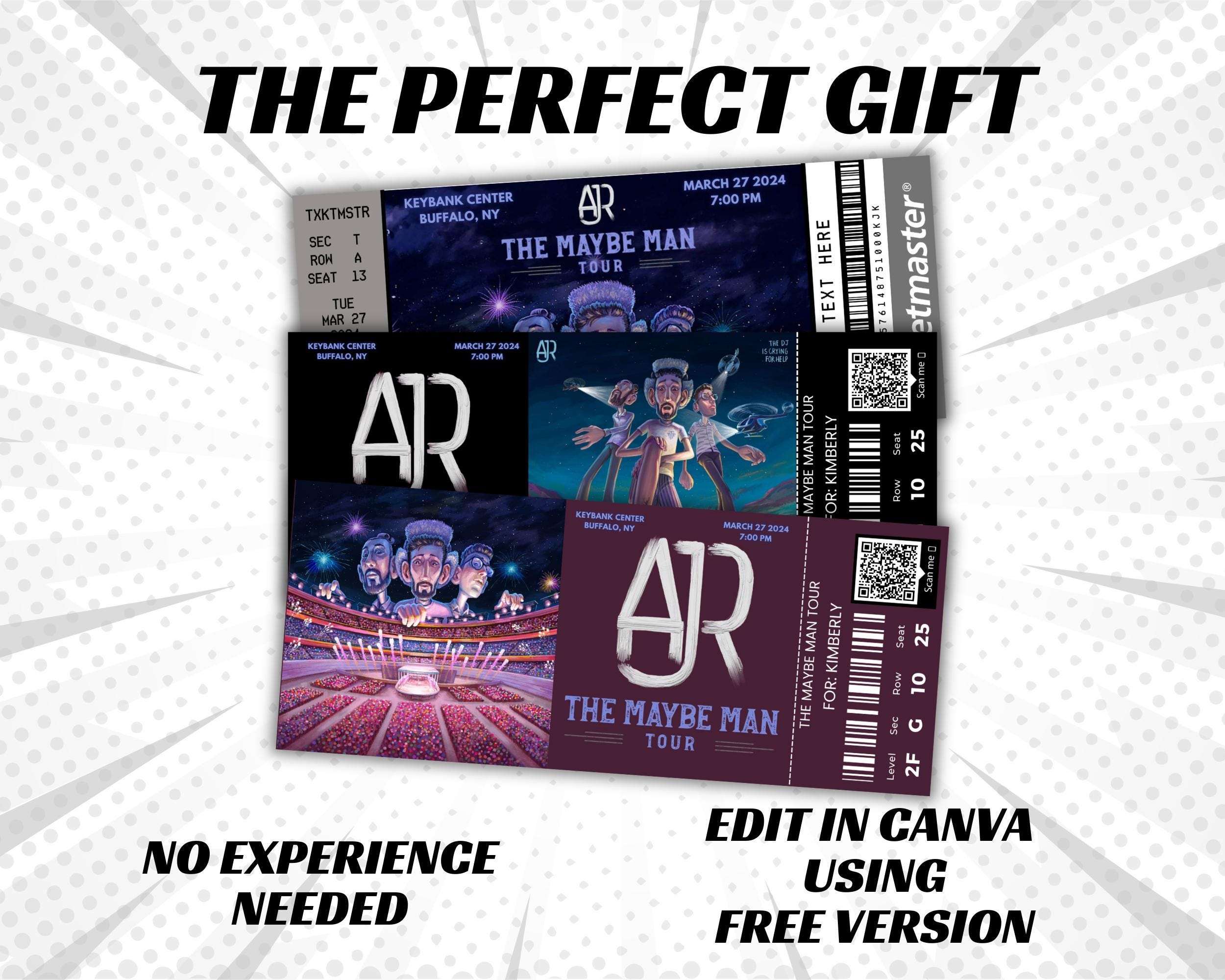 Editable AJR Concert Ticket, AJR Maybe the Man Ticket, Memorabilia ...