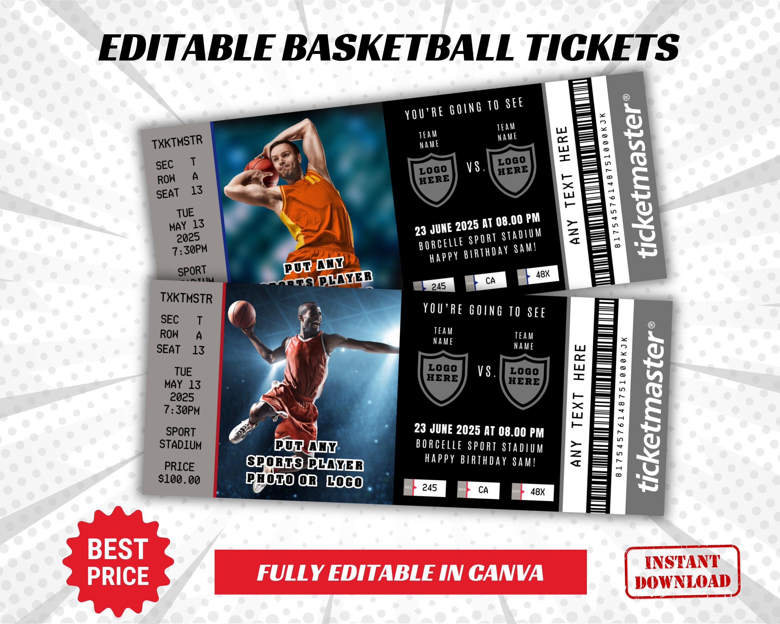 Editable Surprise Basketball Game Ticket, Printable Sport Surprise ...