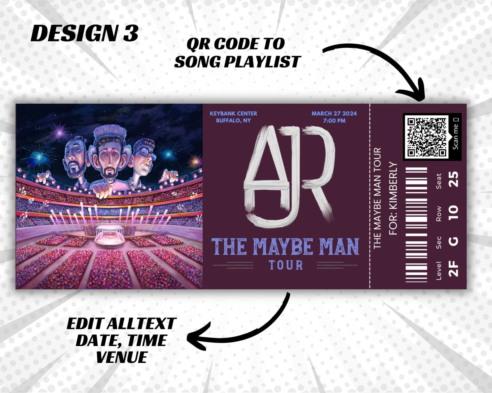 Editable AJR Concert Ticket, AJR Maybe the Man Ticket, Memorabilia ...