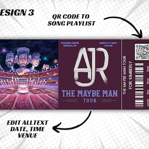 Editable AJR Concert Ticket, AJR Maybe the Man Ticket, Memorabilia ...