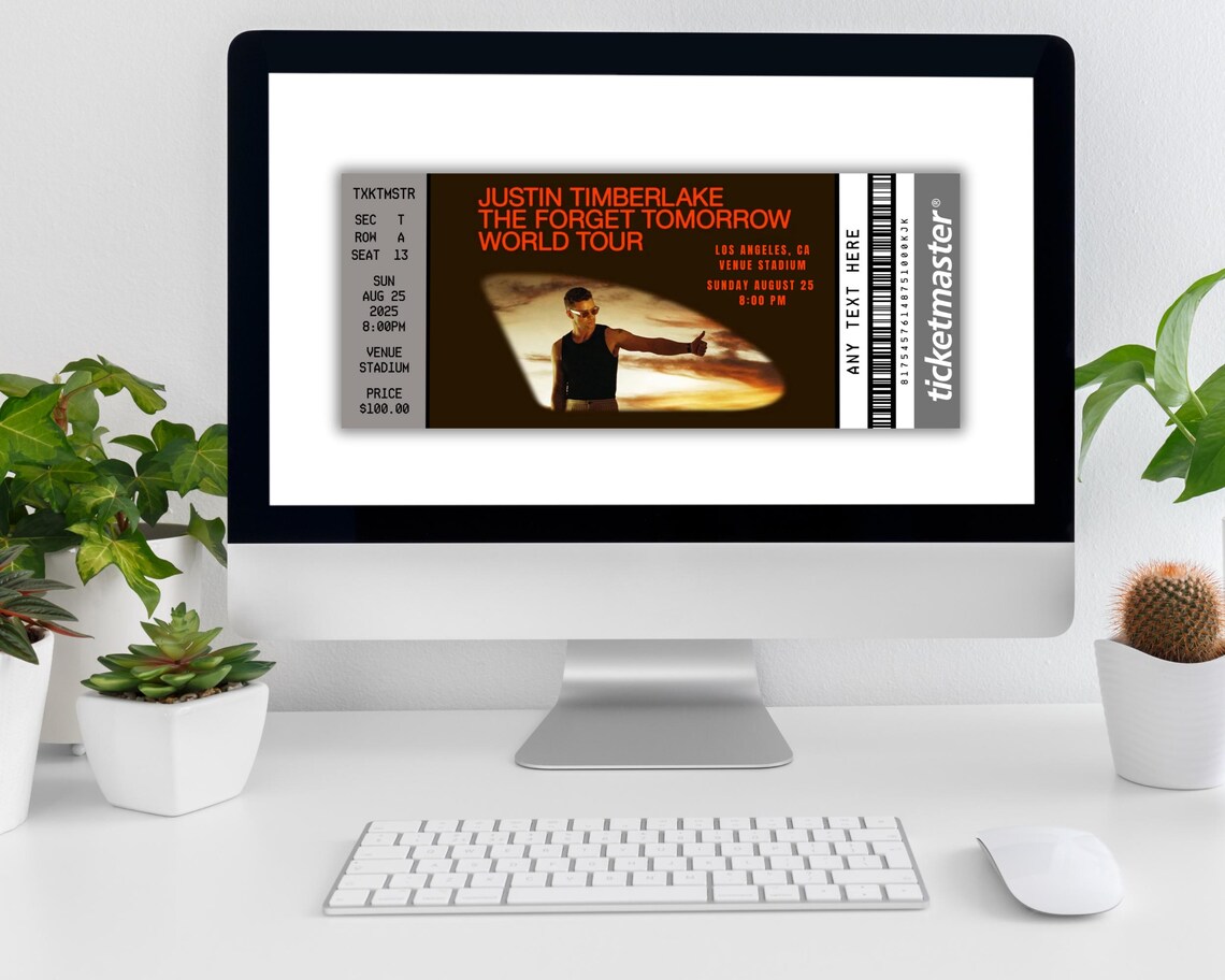Editable Justin Timberlake Concert Ticket, the Forget Tomorrow World ...