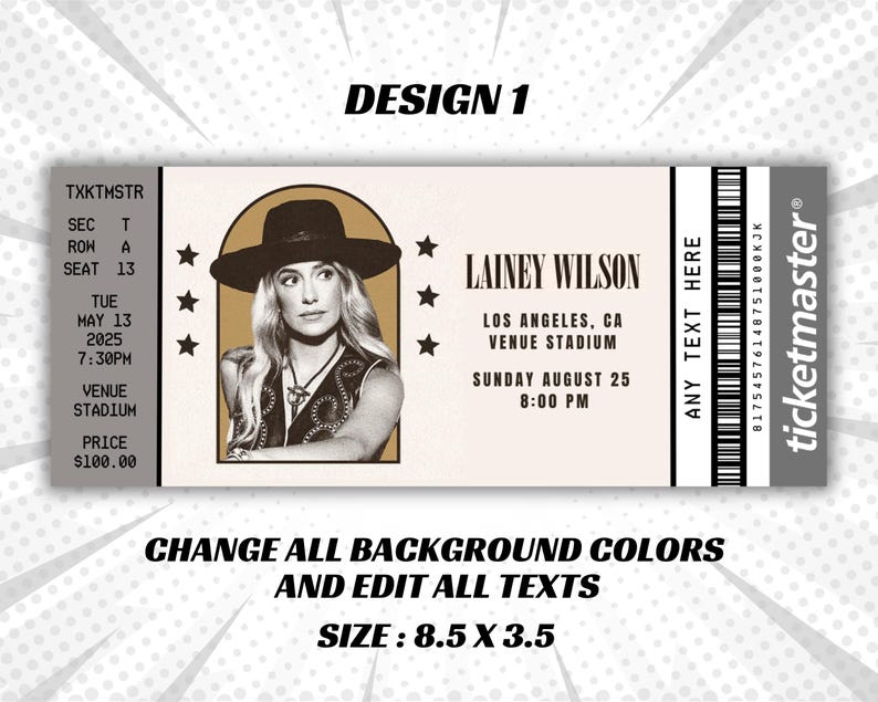Editable Concert Ticket, Country's Cool Again Tour 2024, Memorabilia ...