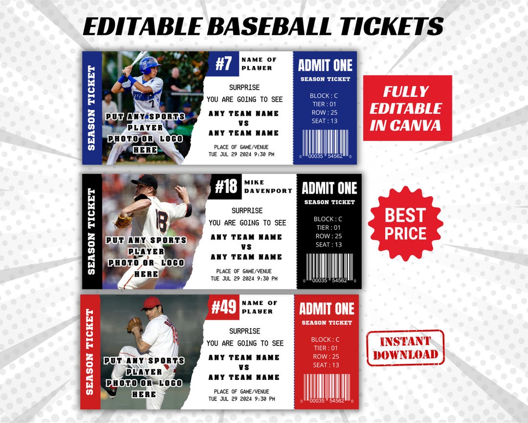 Editable Surprise Baseball Game Ticket, Printable Sport Surprise Ticket ...