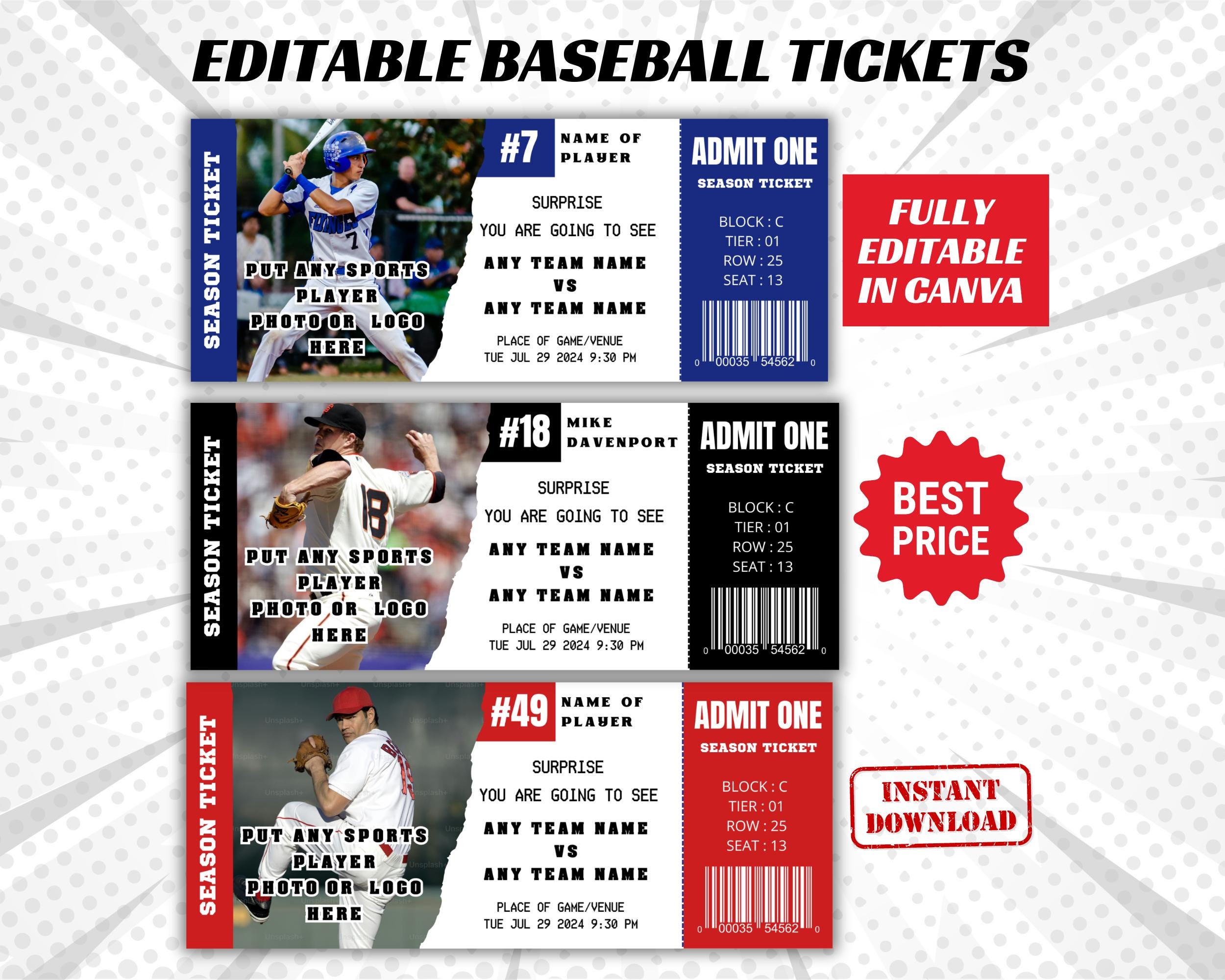 Editable Surprise Baseball Game Ticket, Printable Sport Surprise Ticket ...