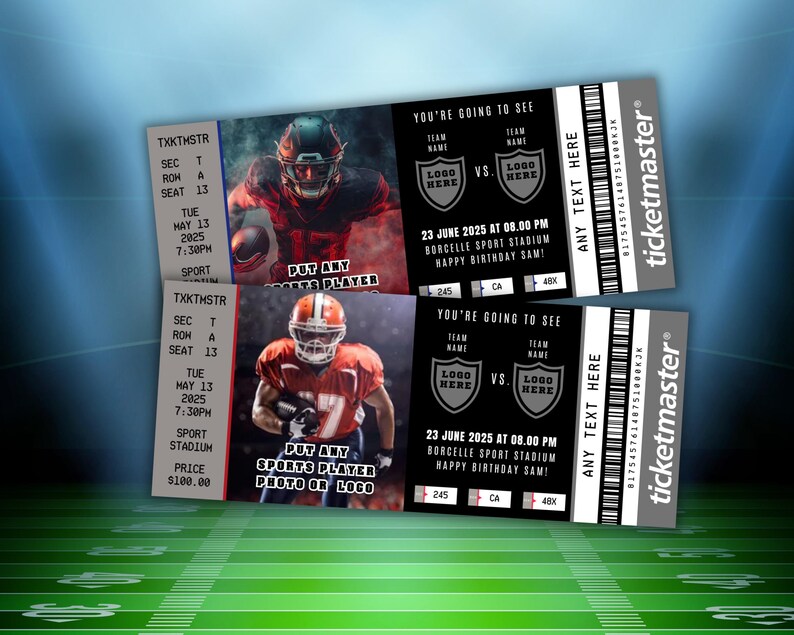 Editable Surprise Football Game Ticket, Printable Sport Surprise Ticket ...