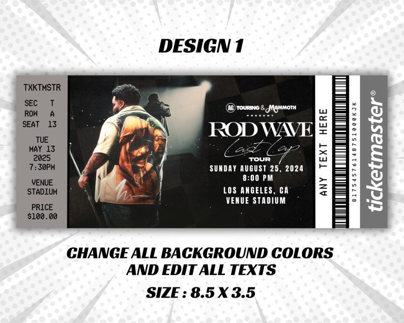 Personalized Rod Wave Last Lap Tour Concert Ticket, Concert Ticket ...