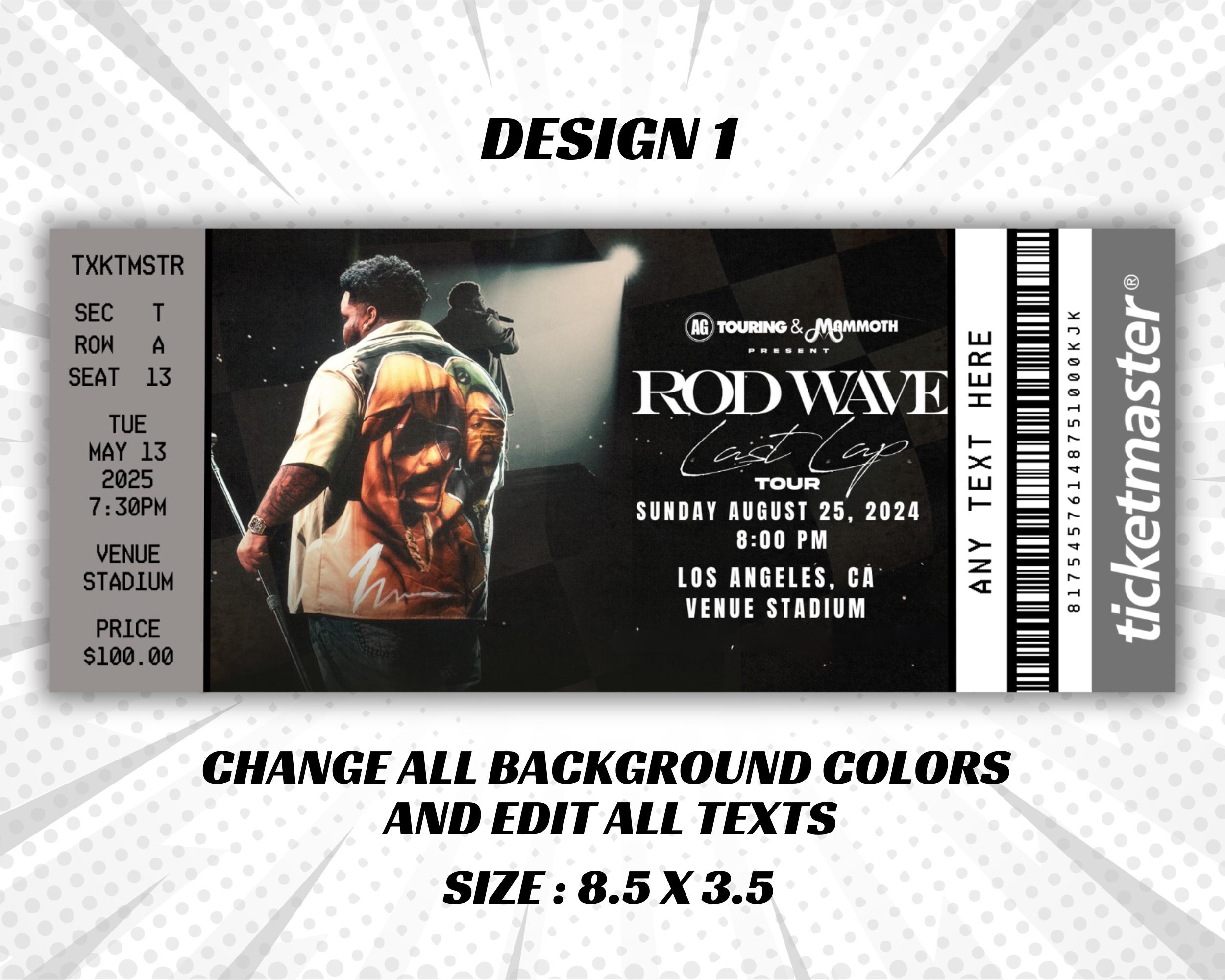 Personalized Rod Wave Last Lap Tour Concert Ticket, Concert Ticket ...