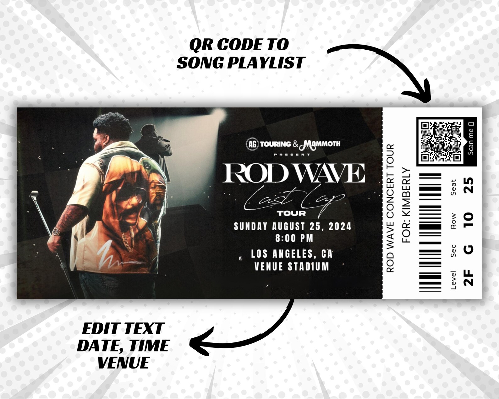 Personalized Rod Wave Last Lap Tour Concert Ticket, Concert Ticket ...
