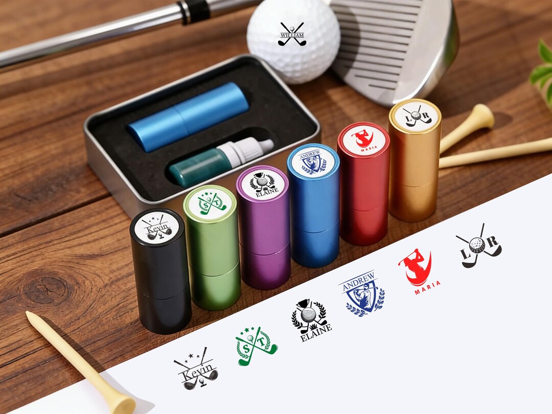 Custom Golf Ball Stamp Box, Personalized Golf Stamps, Gift for Golfer ...