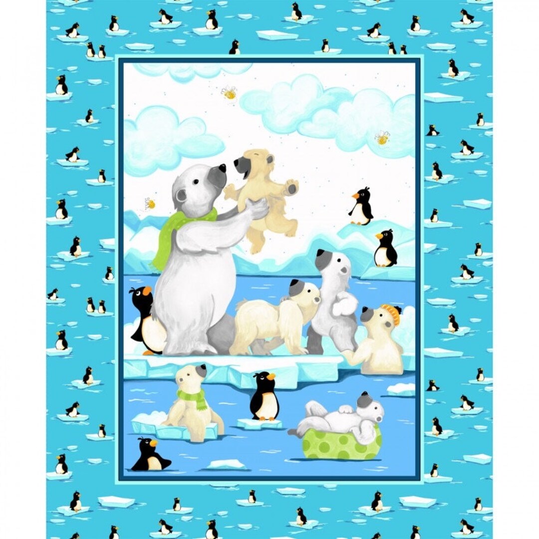 Panel World of Susybee Polar Bear Fabric Free Shipping - Etsy
