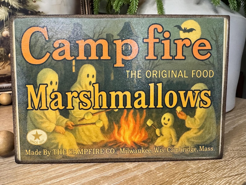 Halloween Campfire Marshmallows Sign - Vintage Inspired Farmhouse Decor ...