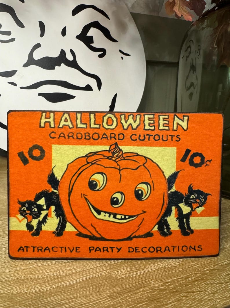 Vintage Inspired Halloween Sign Farmhouse Halloween Pumpkin Retro Witch ...