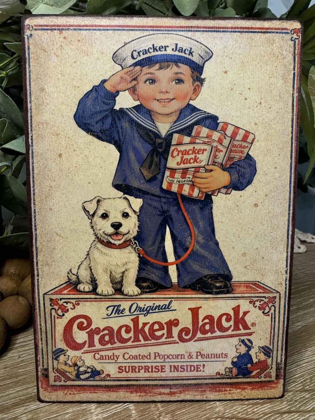 Vintage Inspired Retro Cracker Jacks Sign Farmhouse Rustic Shelf Sitter ...