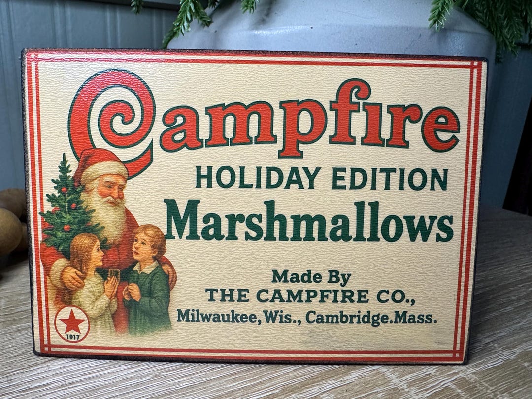 Vintage Inspired Santa Holiday Edition Campfire Marshmallows Christmas ...
