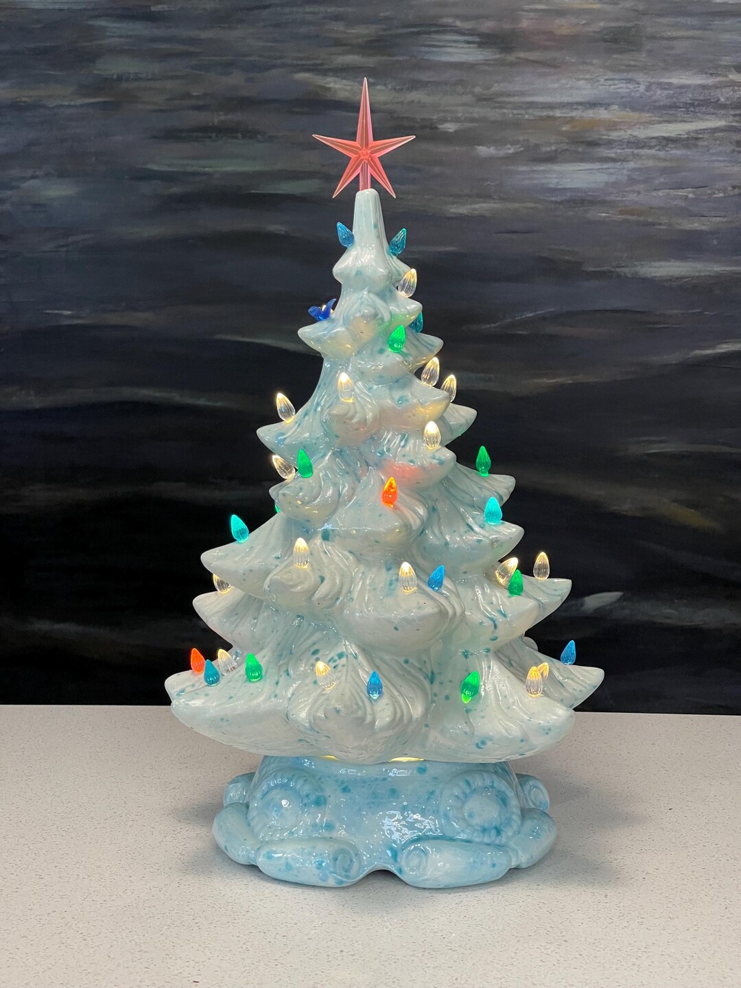 Collectible Atlantic A64 Ceramic 18” Christmas Tree With Scroll Base ...