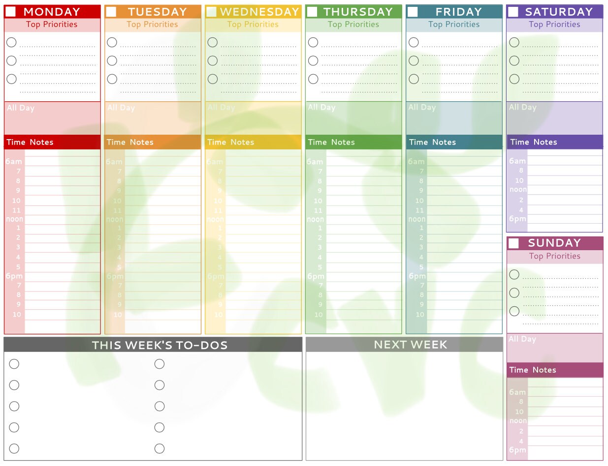 GET ORGANIZED! Rainbow Printable Planner Page - Etsy
