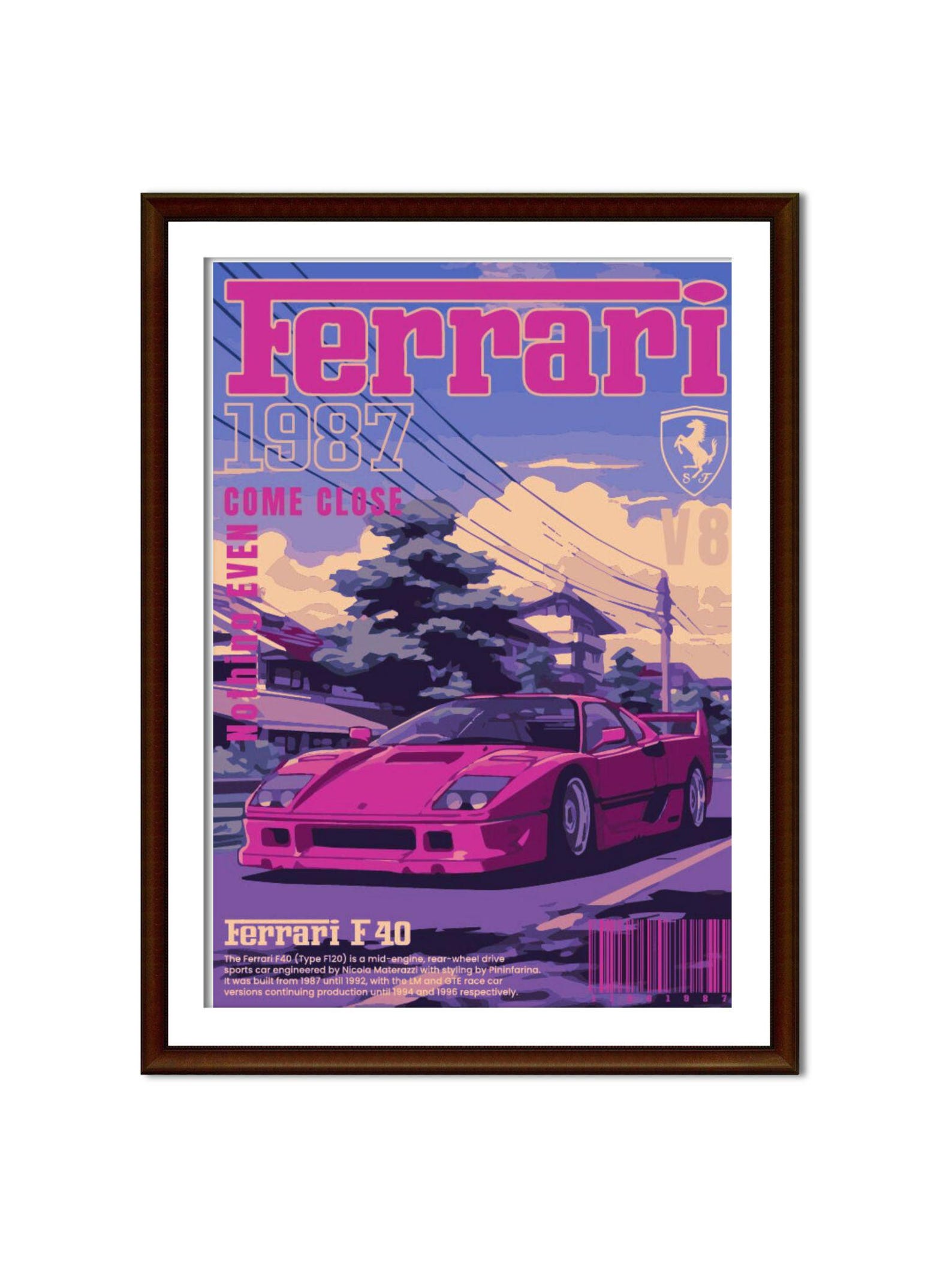 Retro Ferrari F40 Poster - 1987 Iconic Supercar - Etsy