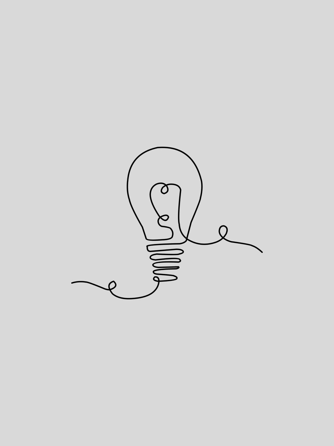 One Line Lightbulb Drawing - Contemporary Art - Etsy