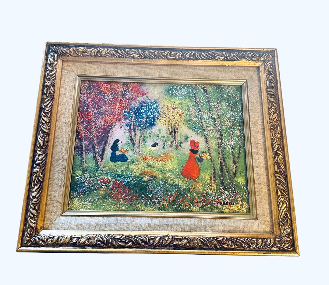 Vintage Louis Cardin Original Framed Enamel on Copper Signed Painting ...