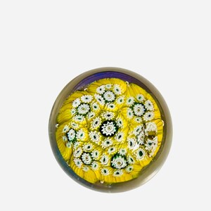 Gorgeous Millefiori Sphere Paperweight - Vintage - Yellow White Green ...