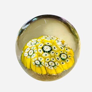 Gorgeous Millefiori Sphere Paperweight - Vintage - Yellow White Green ...