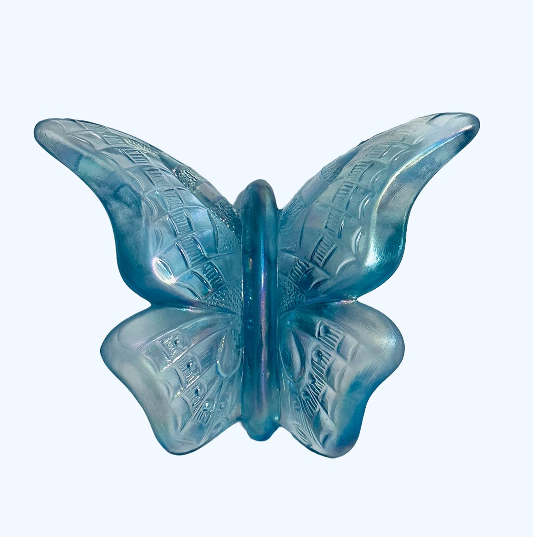 Beautiful Vintage Fenton Glass Butterfly-light Blue Iridescent Glass ...
