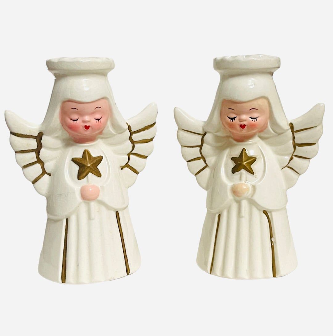 Pair of Holt Howard Angel Candle Holders-holt Howard Christmas-vintage ...