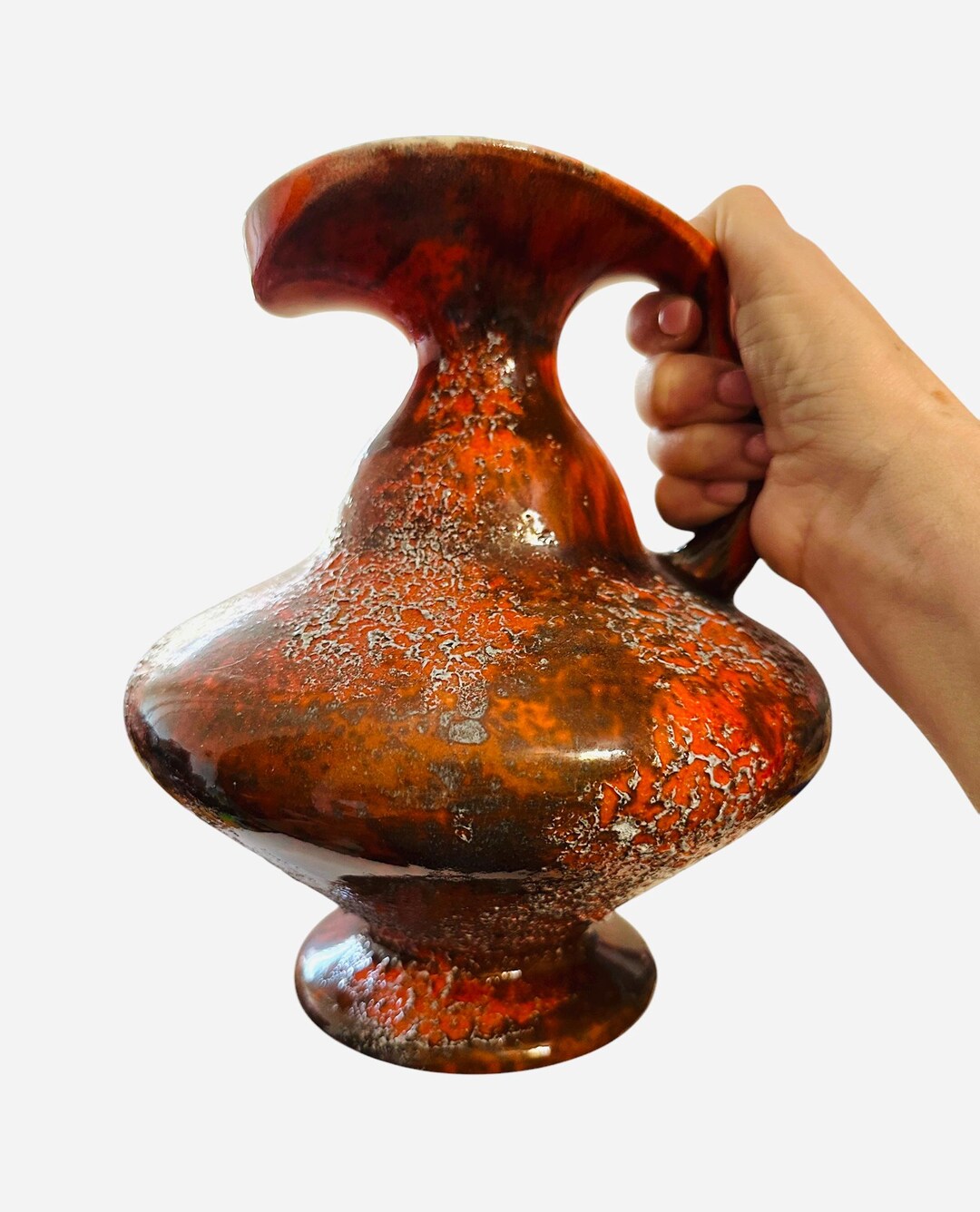 Fabulous Haeger Pottery Pitcher in Sunset Orange Peel Volcanic Lava ...