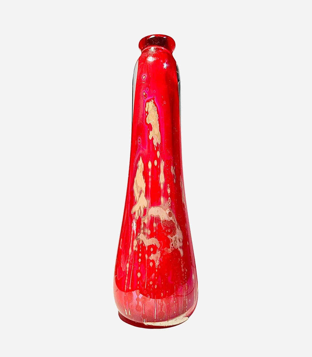 Vintage Red & Gold Art Glass Vase - Signed Jerry Hovanec - Etsy