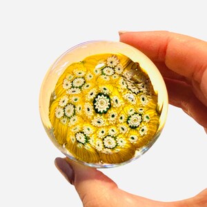 Gorgeous Millefiori Sphere Paperweight - Vintage - Yellow White Green ...