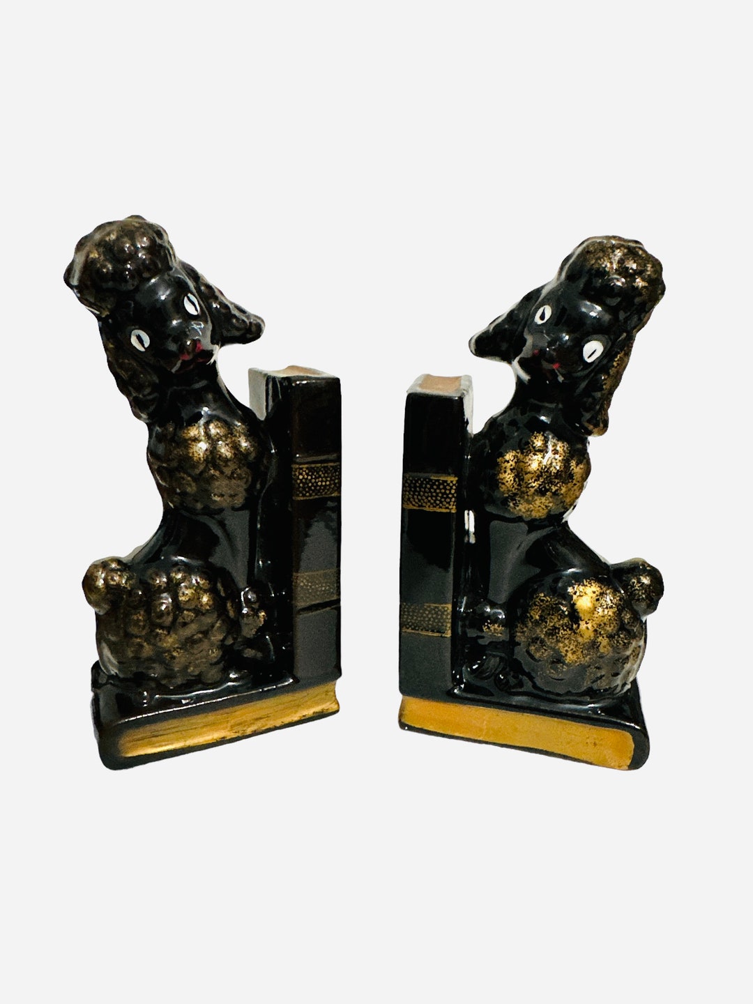 Vintage Poodle Bookends-black or Dark Brown Poodles-vintage - Etsy
