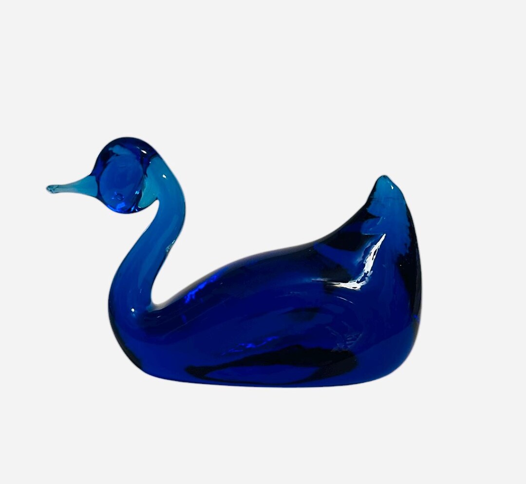 Cobalt Blue Glass Swan - Vintage Swan Figurine - Cobalt Glass Lover ...