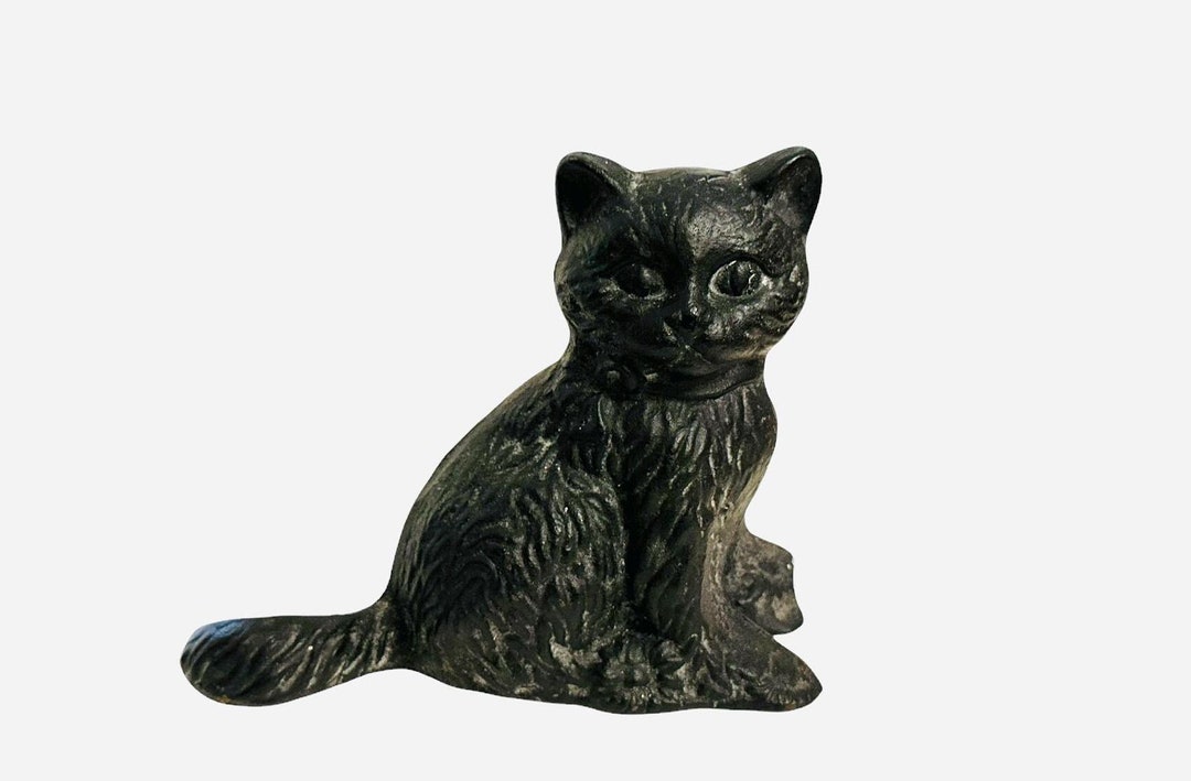 Large Cast Iron Kitty Cat Halloween Cat Decor Cat Door Stopper Cat ...