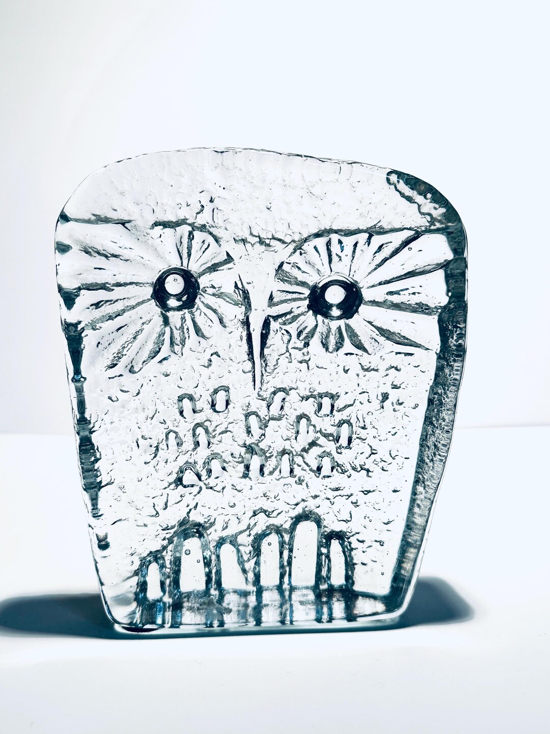 Vintage Glass Owl Bookend - Glass Mid Century - Blenko Ice Glass Owl ...